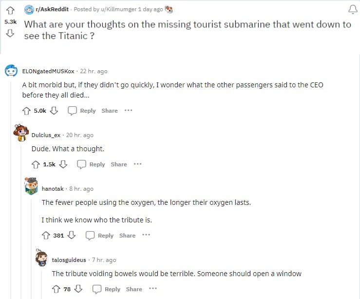 Different reactions people showed in 10 reddit conversations